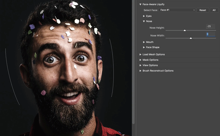 Adjust and exaggerate facial features