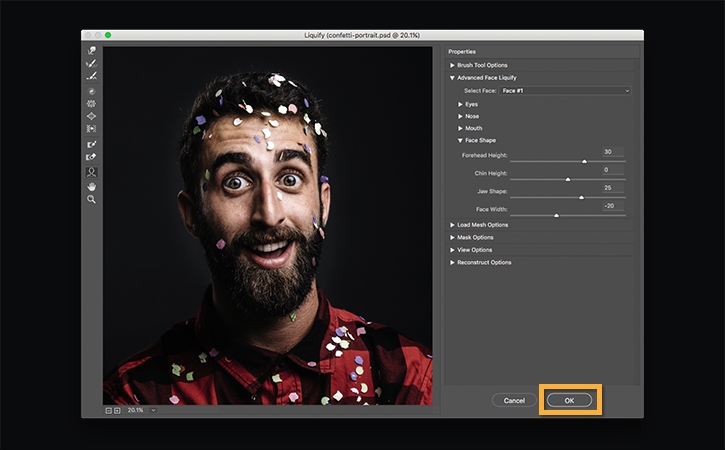 Adjust and exaggerate facial features