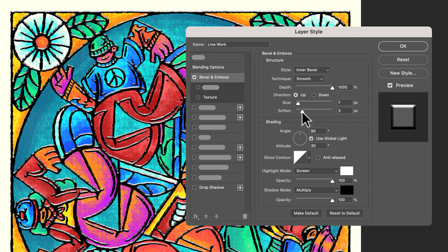 Adobe Learn - Learn Photoshop How to bevel and emboss your lines with ...