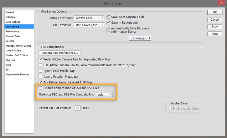 Optimize performance Photoshop