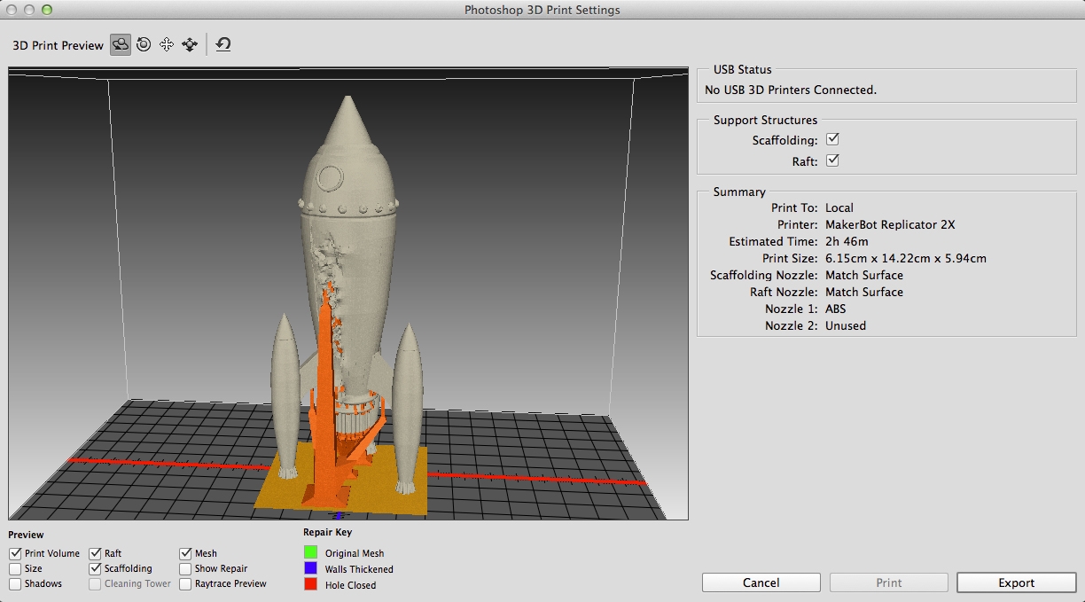 Print 3D objects in Photoshop