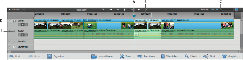 How to arrange clips in the Expert view timeline with Premiere Elements