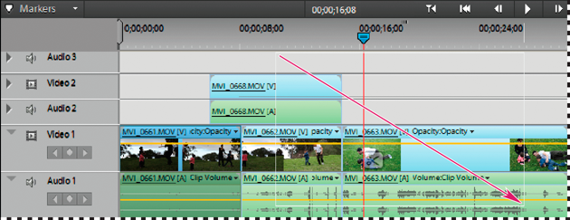 How to arrange clips in the Expert view timeline with Premiere Elements