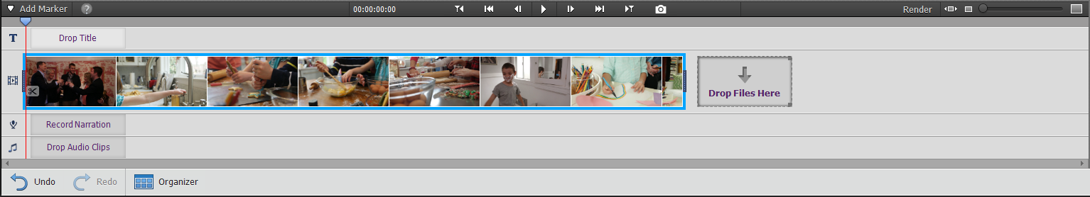 Adobe Premiere Elements workspace