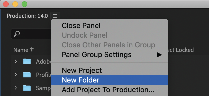 Using Productions in Premiere Pro