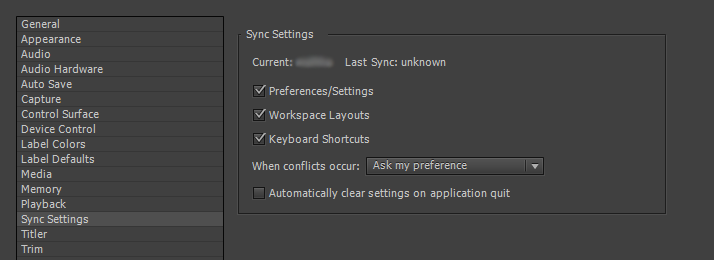 Sync Settings in Premiere Pro