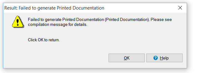 Cannot create printed documentation in RoboHelp