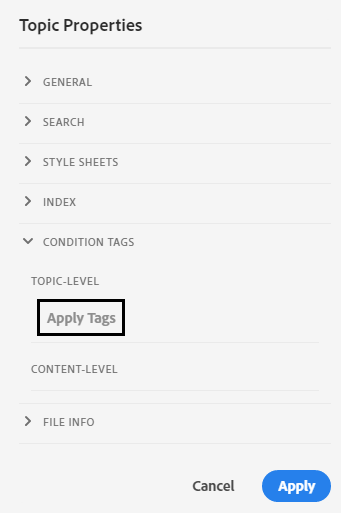 Create and apply condition tags