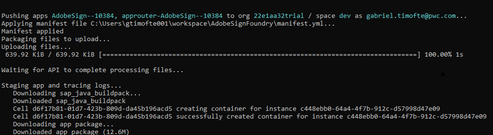 Adobe Sign for SAP SuccessFactors: Cloud Foundry Installation Guide