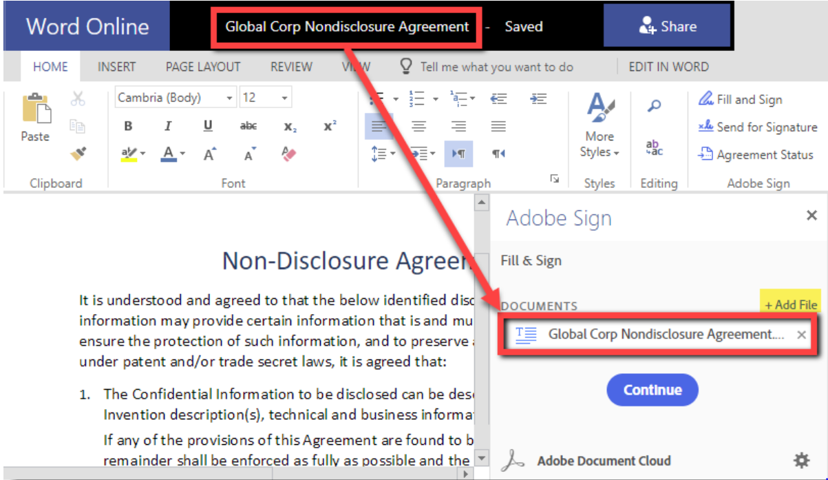 Adobe Sign for Microsoft - Word/PowerPoint Add-in