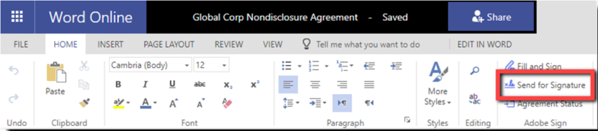 Adobe Sign for Microsoft - Word/PowerPoint Add-in