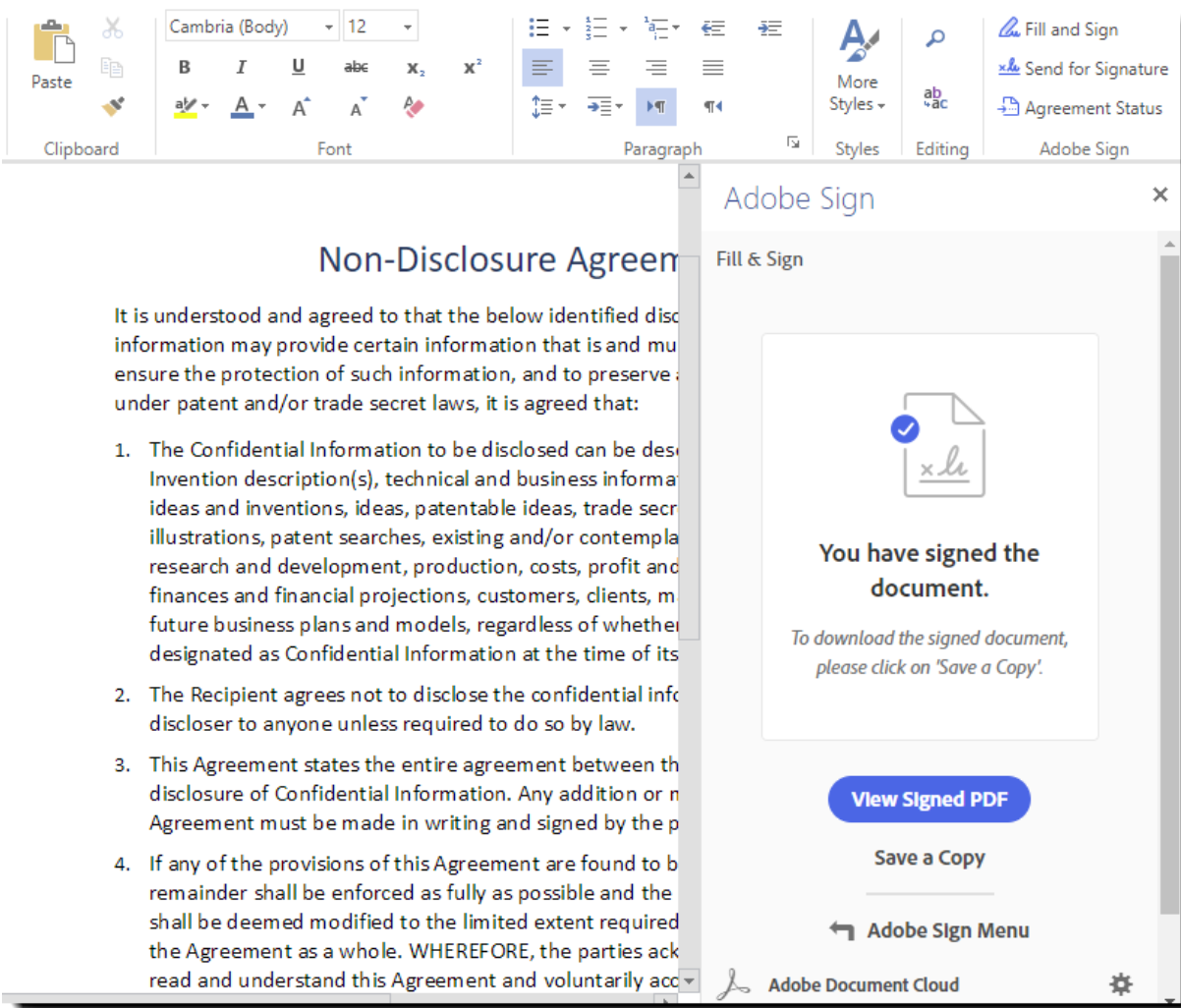Adobe Sign for Microsoft - Word/PowerPoint Add-in