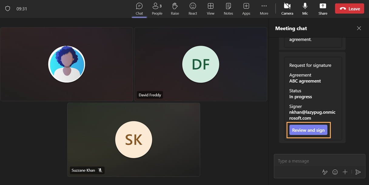 Adobe Acrobat Sign for Microsoft Teams: Live Sign user guide