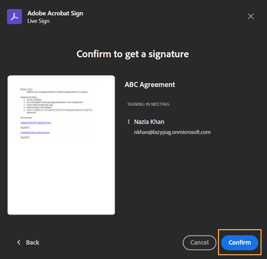 Adobe Acrobat Sign for Microsoft Teams: Live Sign user guide