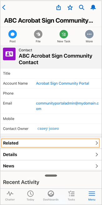 Acrobat Sign for Salesforce Mobile