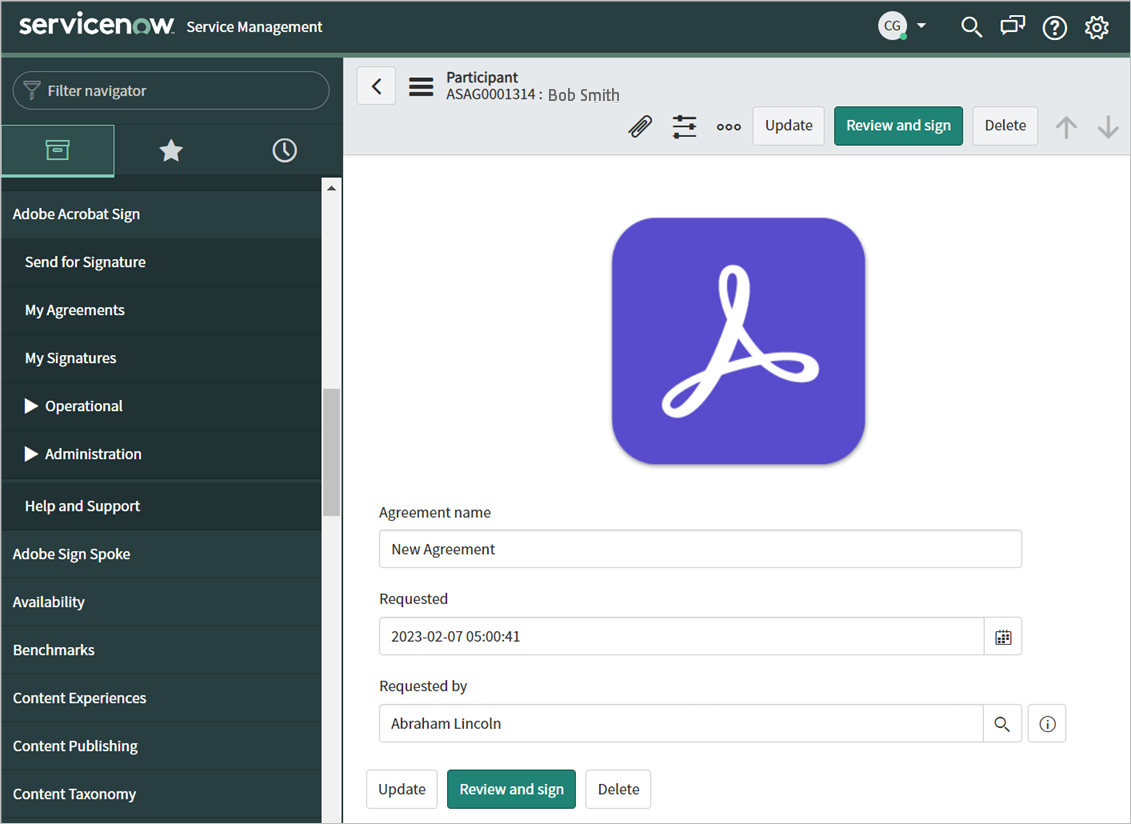 Adobe Acrobat Sign for ServiceNow: User Guide