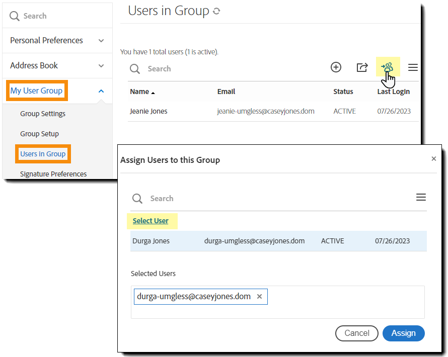 Edit a user's group membership