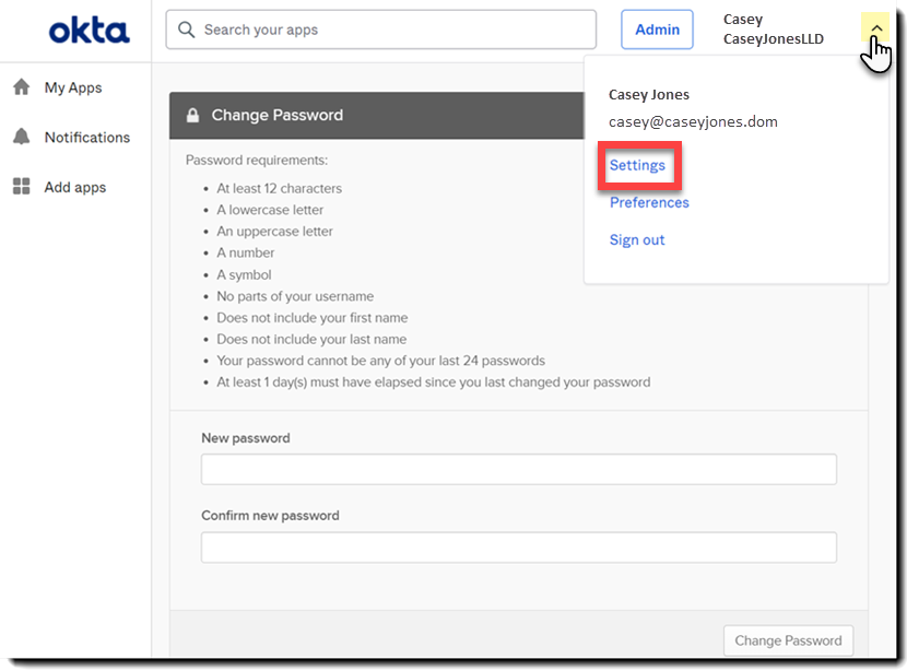 Change your Okta password