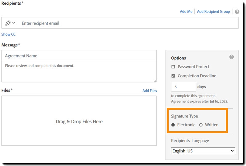 Allowed signature types