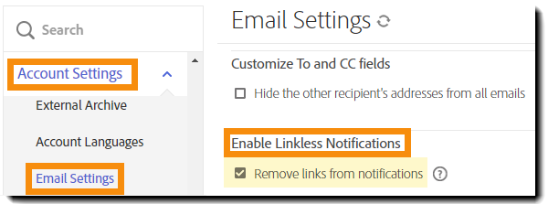 Enable linkless notifications