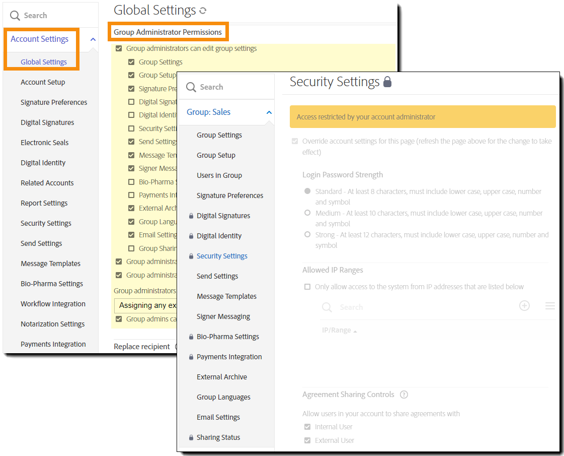 Configure the Group Administrator Permissions