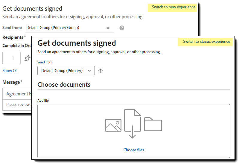 Configure the New request signature experience