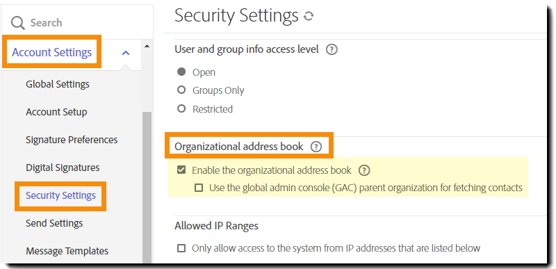 Organizational address book