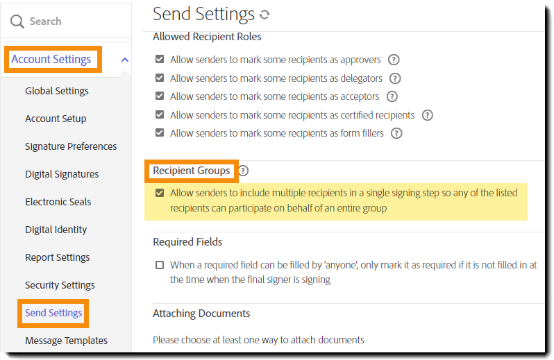 Enable recipient groups