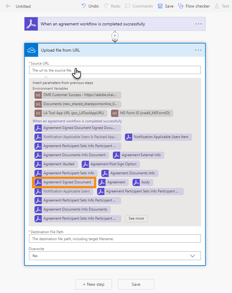 Create a new Power Automate flow in the Acrobat Sign environment