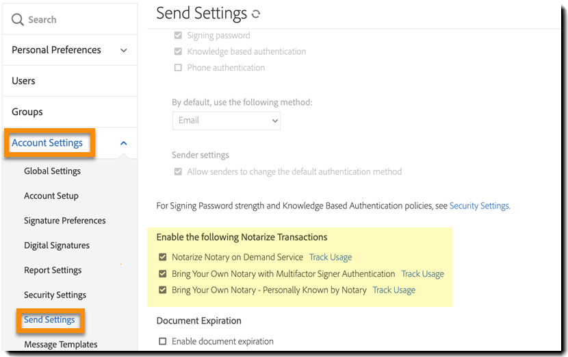 Adobe Acrobat Sign Notarize Integration