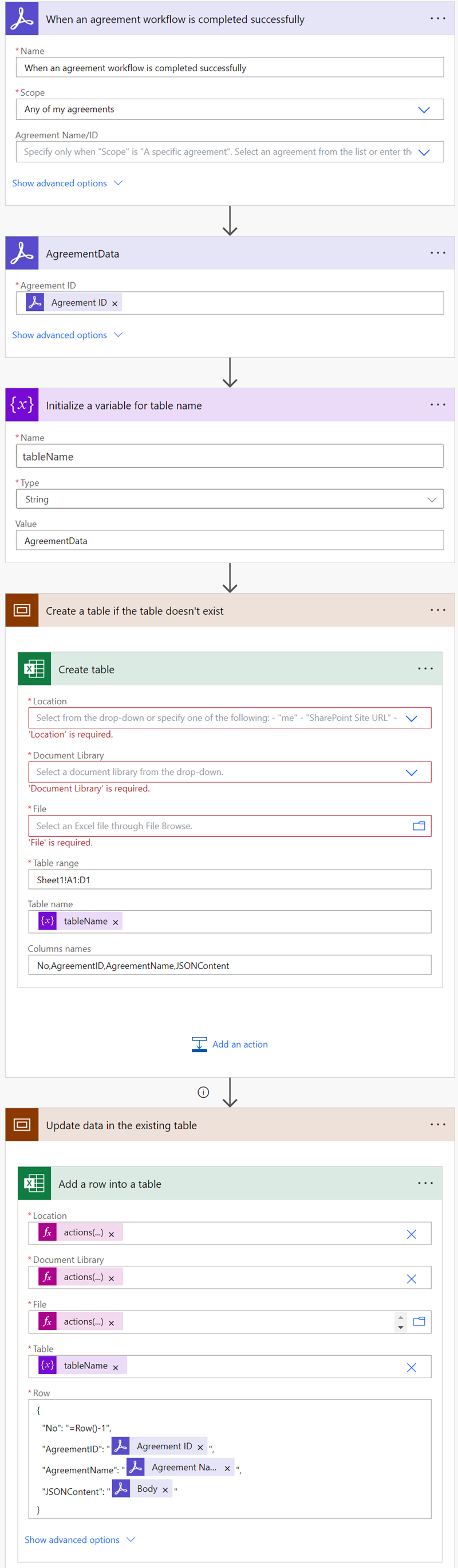 Extract field data from your signed document and update Excel sheet
