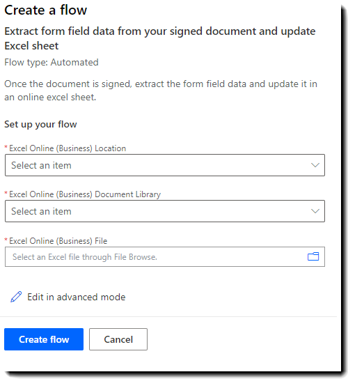 Extract field data from your signed document and update Excel sheet
