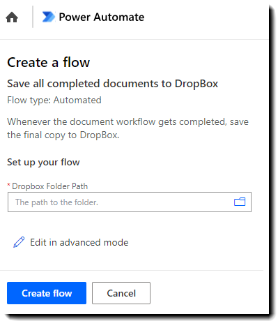 Save all completed documents to DropBox