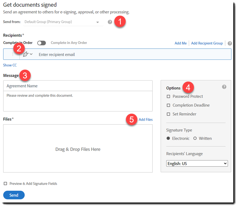 Send (Compose) page layout