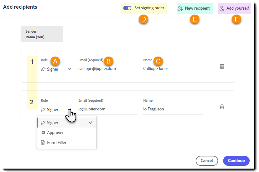 Request Signature in Acrobat Web