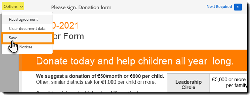 Save a web form to complete later