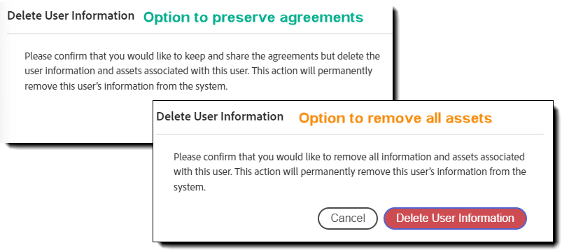 Delete a user with GDPR tools