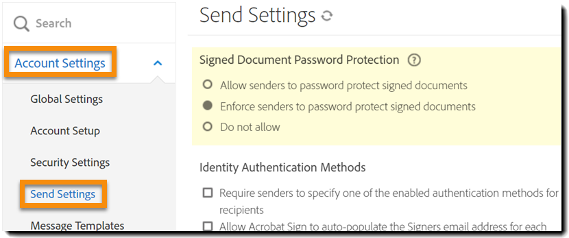 HIPAA configurations in Adobe Acrobat Sign Solutions