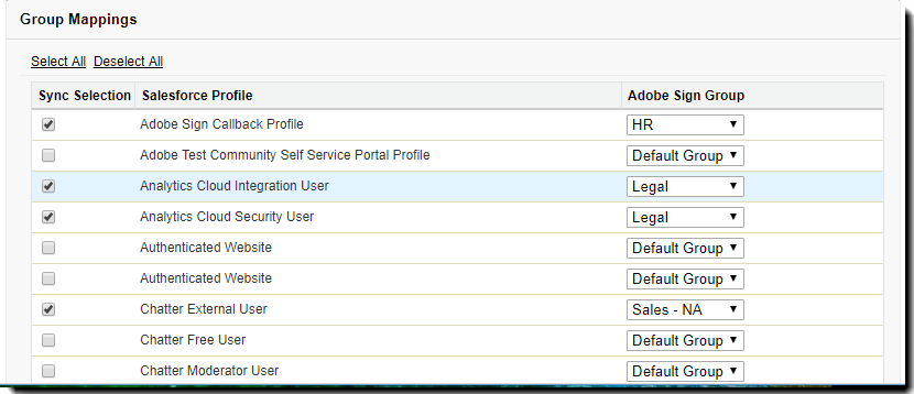 Adobe Sign for Salesforce Group Mappings