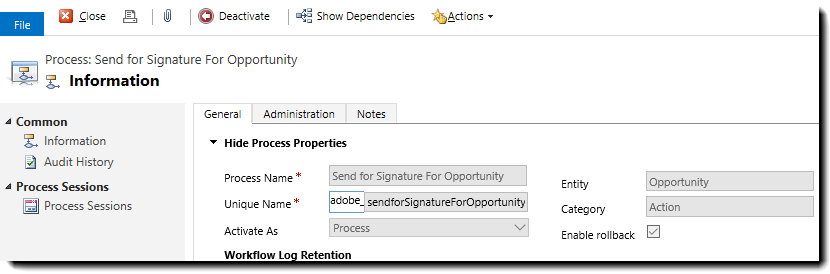 Adobe Acrobat Sign for Dynamics: Processes (Workflows)