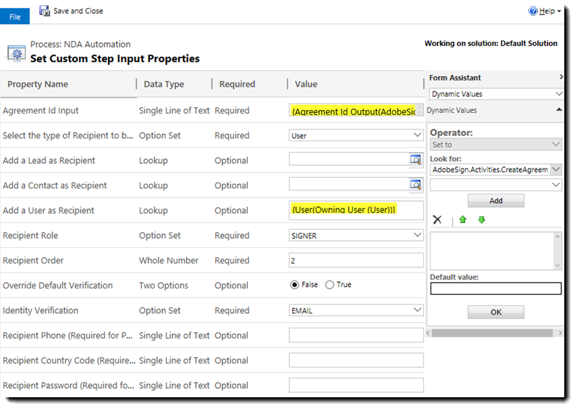 Adobe Acrobat Sign for Dynamics: Processes (Workflows)