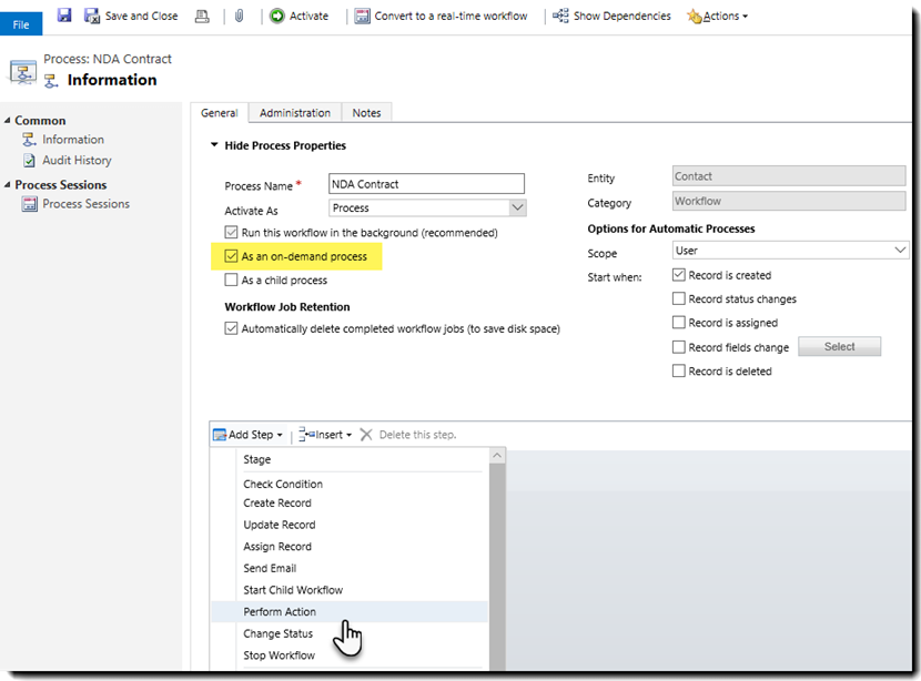 Adobe Acrobat Sign for Dynamics: Processes (Workflows)