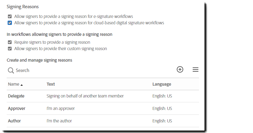 Require a reason for signature