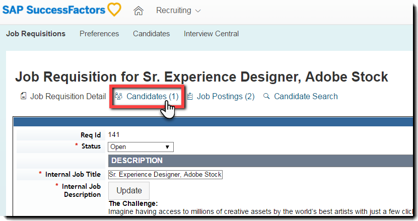 Adobe Sign for SAP SuccessFactors: Recruiting