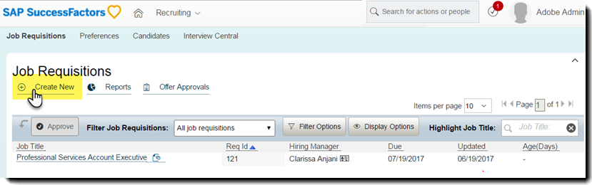 Adobe Sign for SAP SuccessFactors: Recruiting
