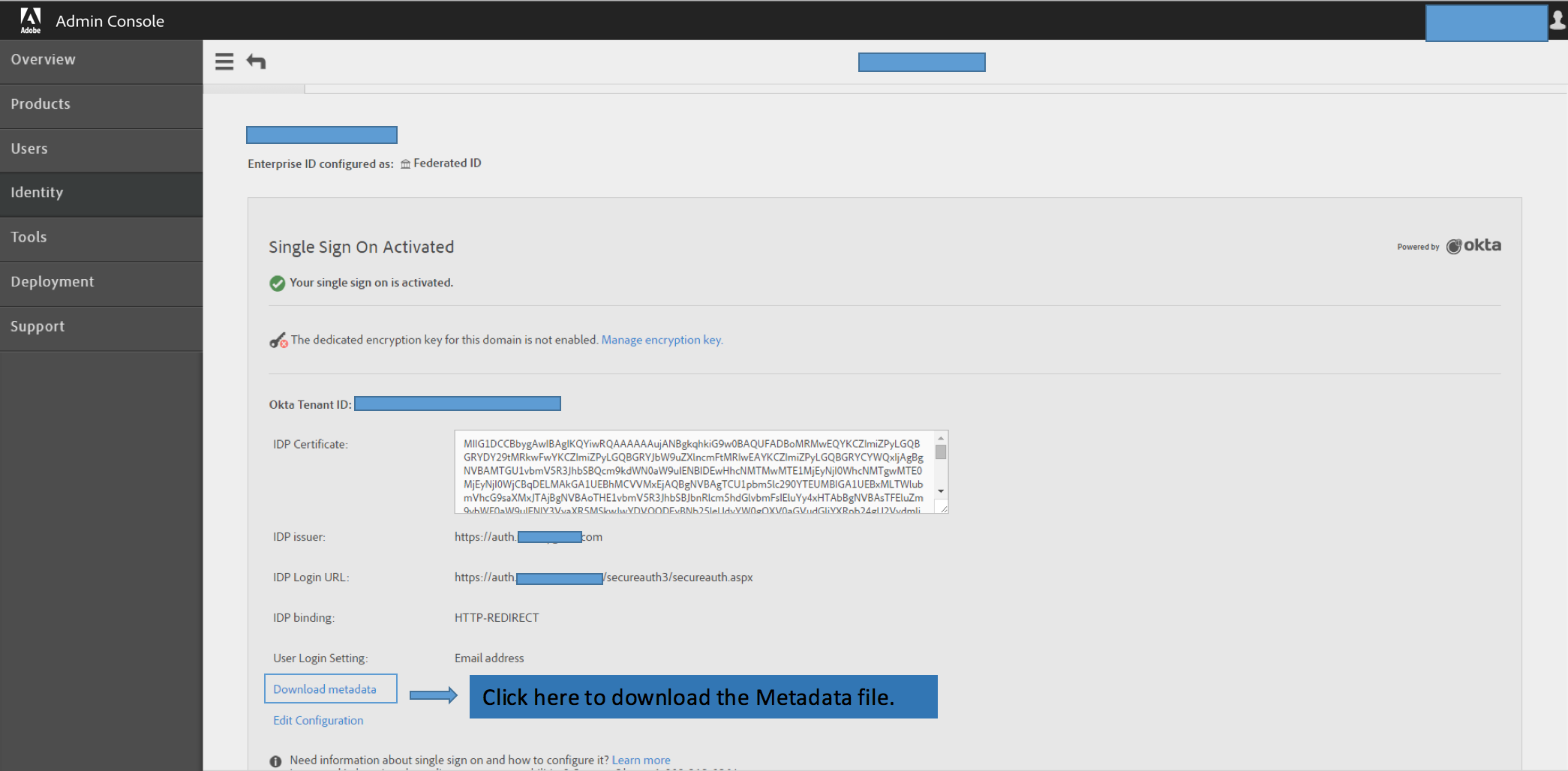Configure Secure Auth for Adobe Single Sign On