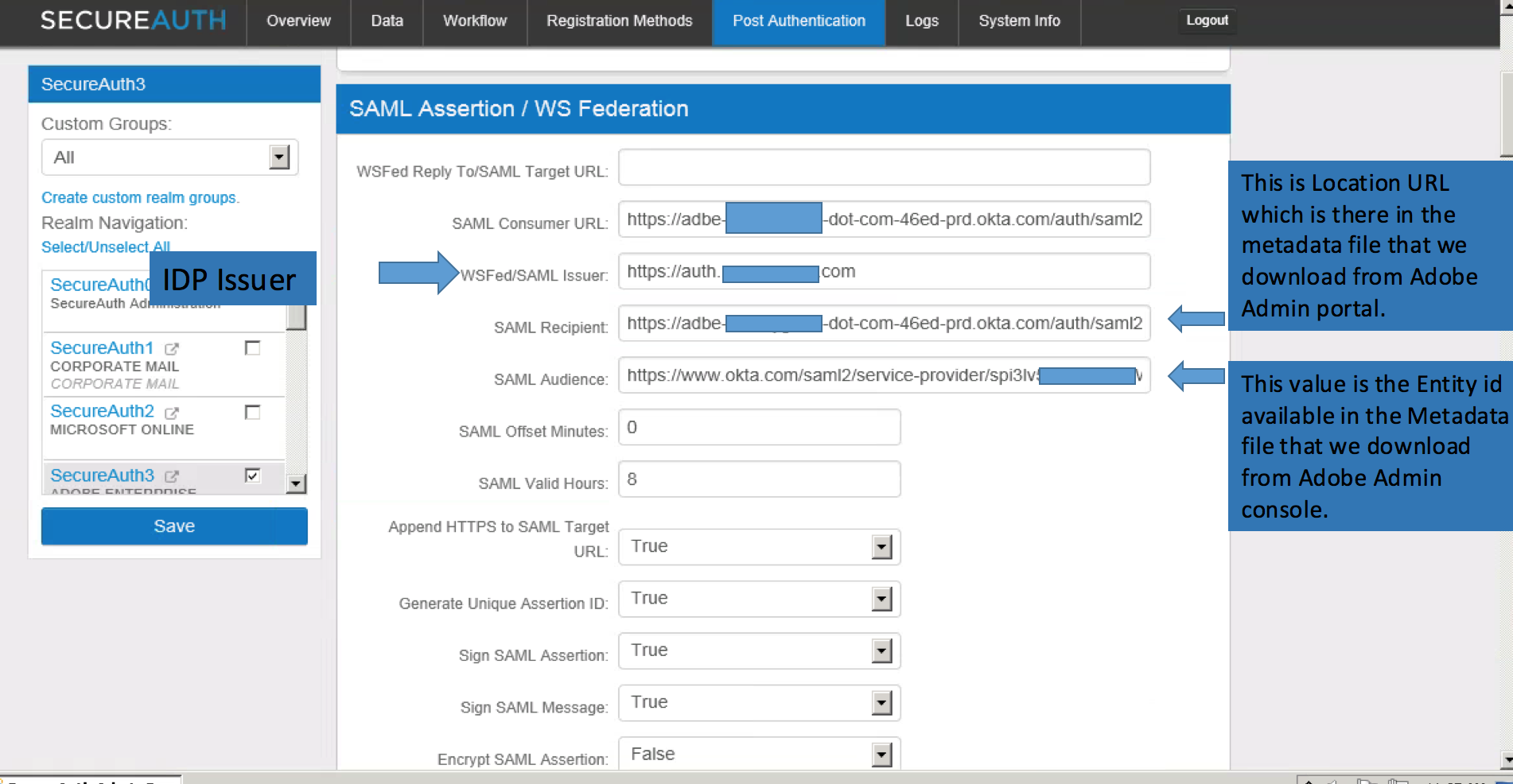 Configure Secure Auth for Adobe Single Sign On