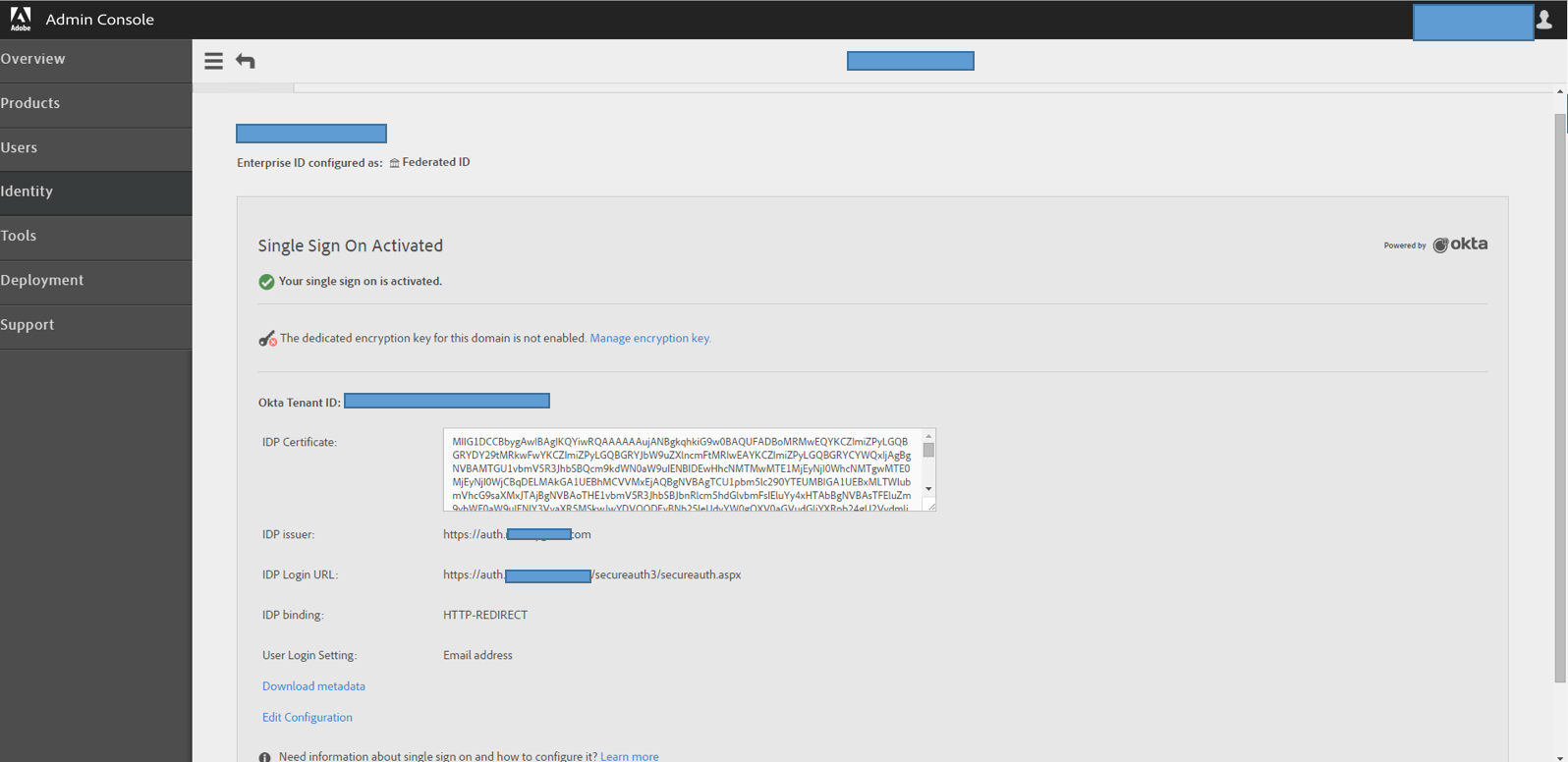 Configure Secure Auth for Adobe Single Sign On