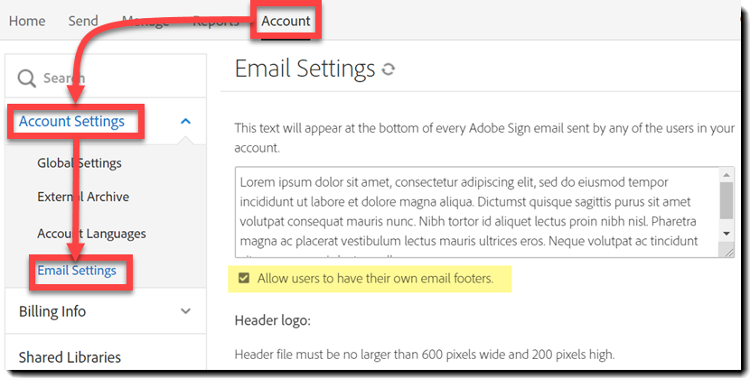 How to allow users to have individual email footer? | Adobe Sign