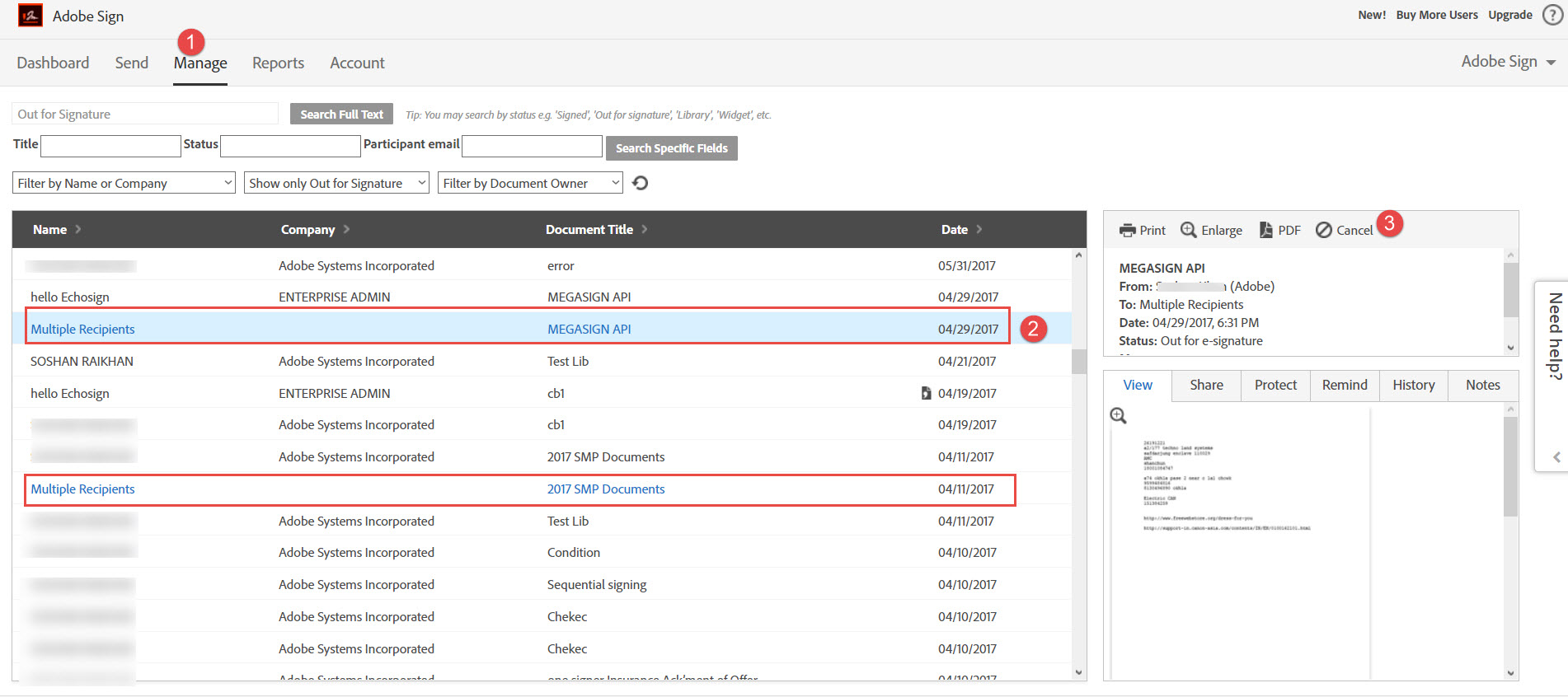 How to cancel MegaSign transaction in Bulk? | Adobe Sign